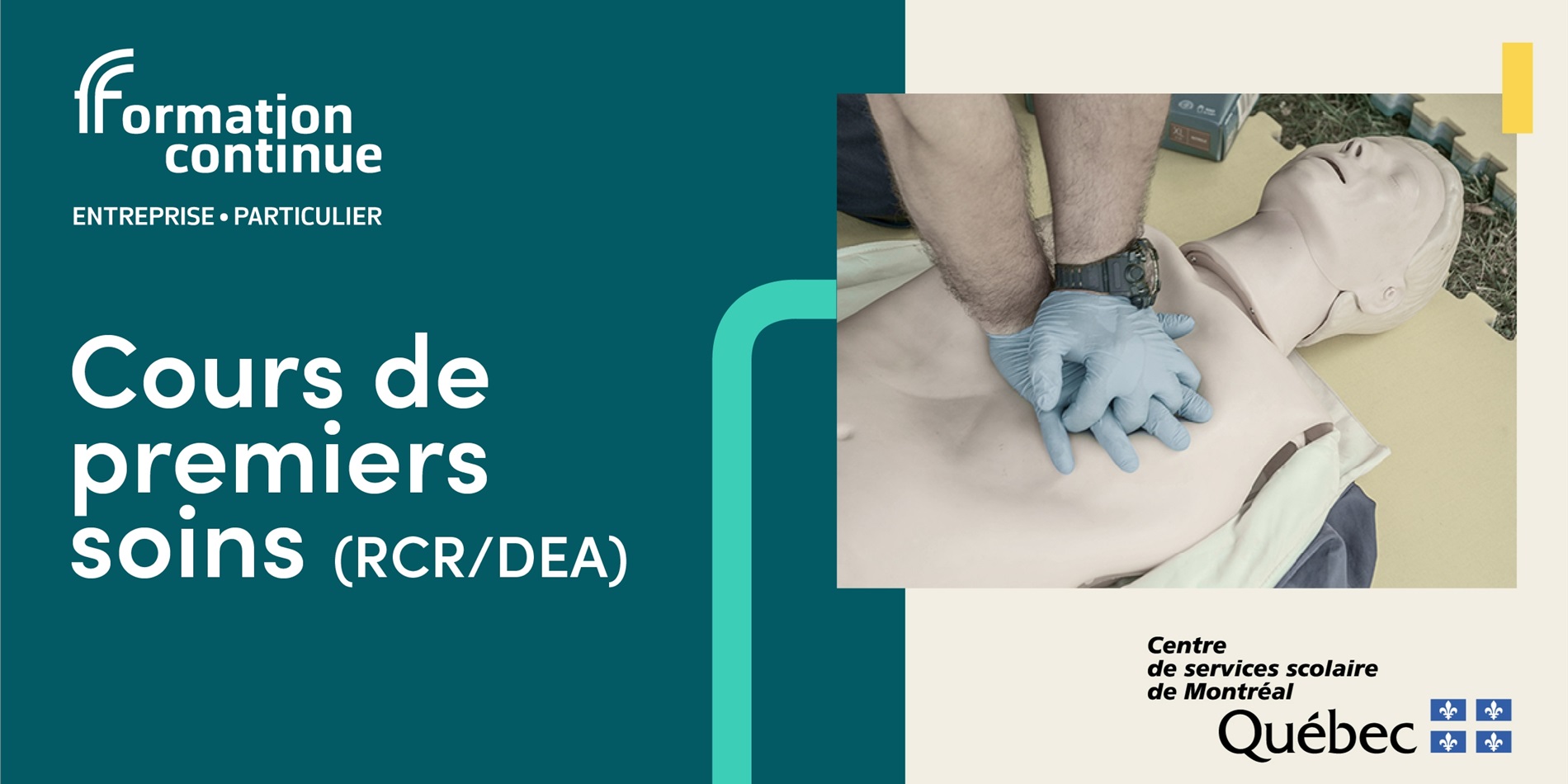 Cours premiers soins (RCR/DEA) certifiés Fondation cœur et AVC | Lära LMS